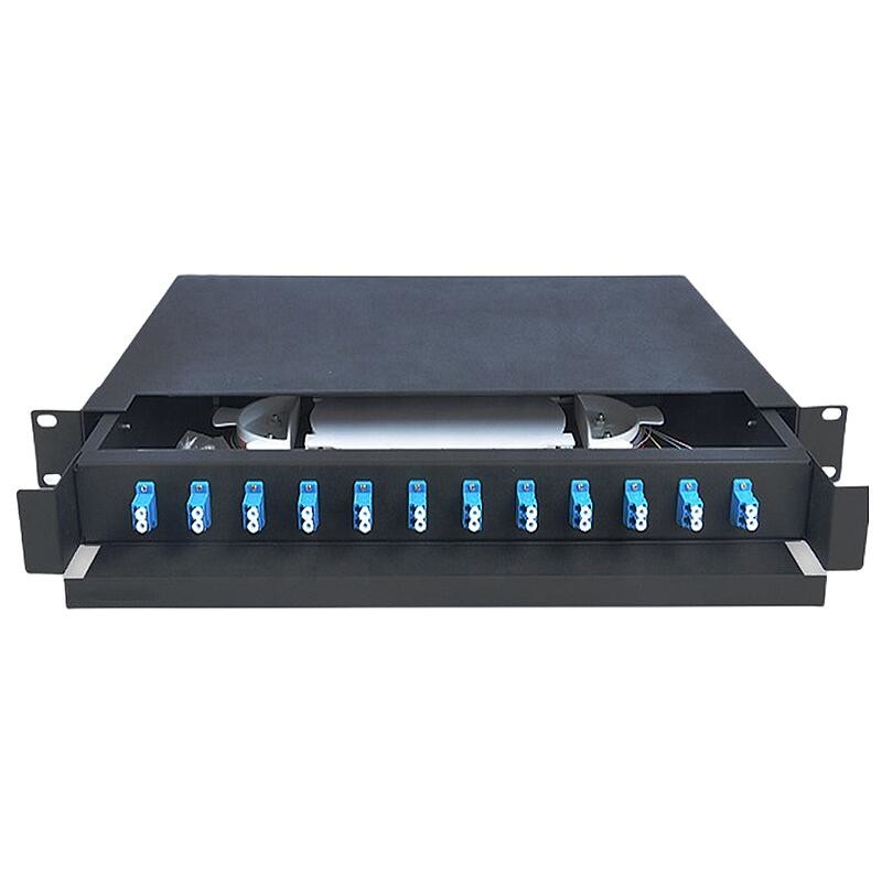 แผงแพทช์ไฟเบอร์ออปติก 1U 12 พอร์ต LC Duplex Optical Fiber Terminal Box